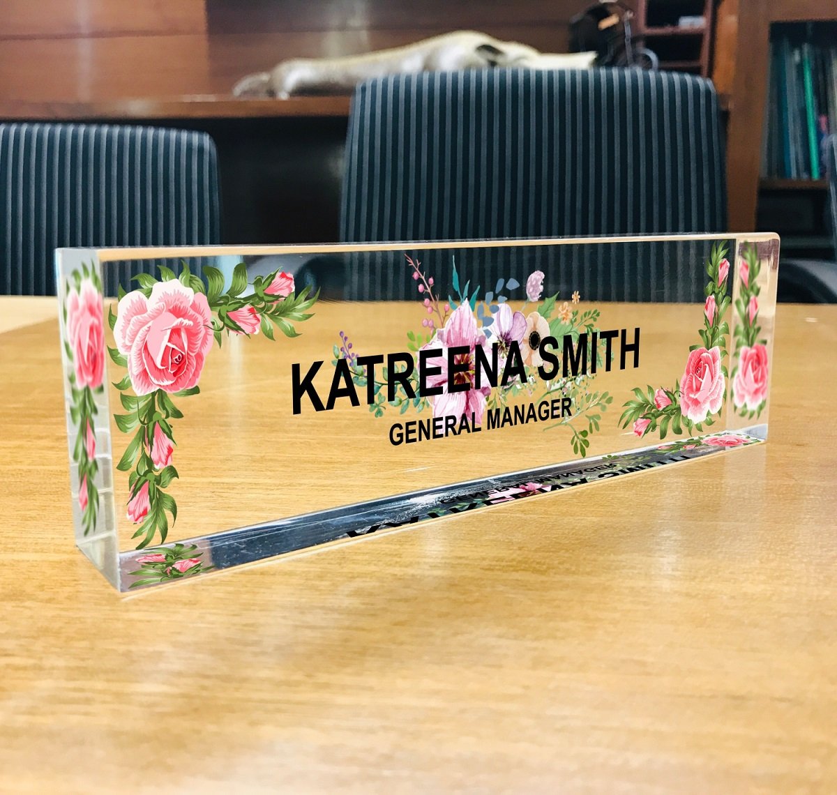 Acrylic Desk Name Plate Multi Flowers - ooclas