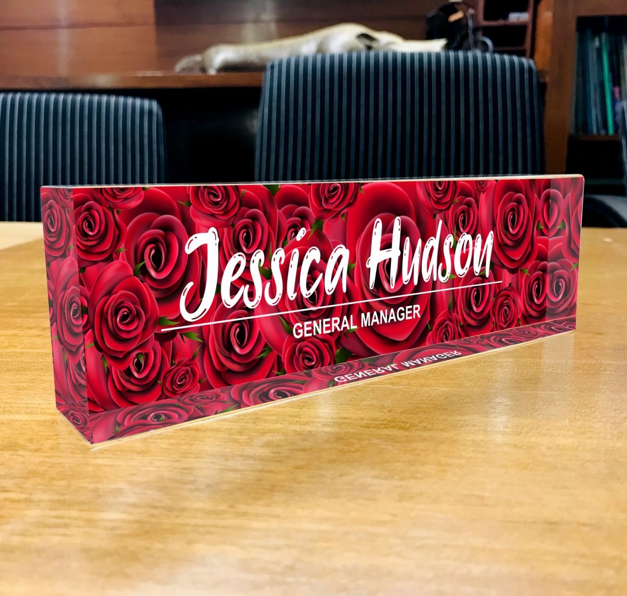 Desk Name Plate Red Flower - ooclas