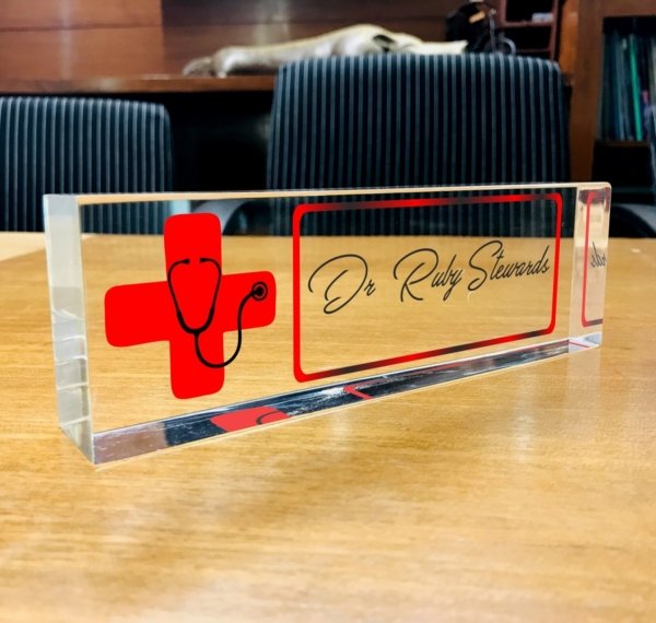 Acrylic Desk Name Plate for Doctors - ooclas