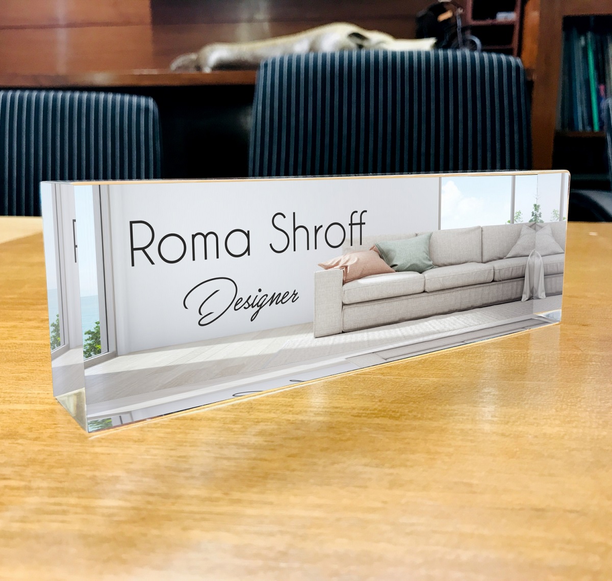 Acrylic Desk Name Plate for Interior Designer - ooclas