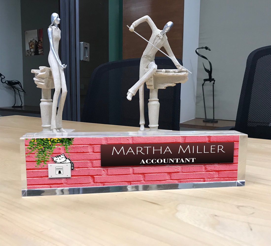 Premium Acrylic Desk Name Brick Design - ooclas