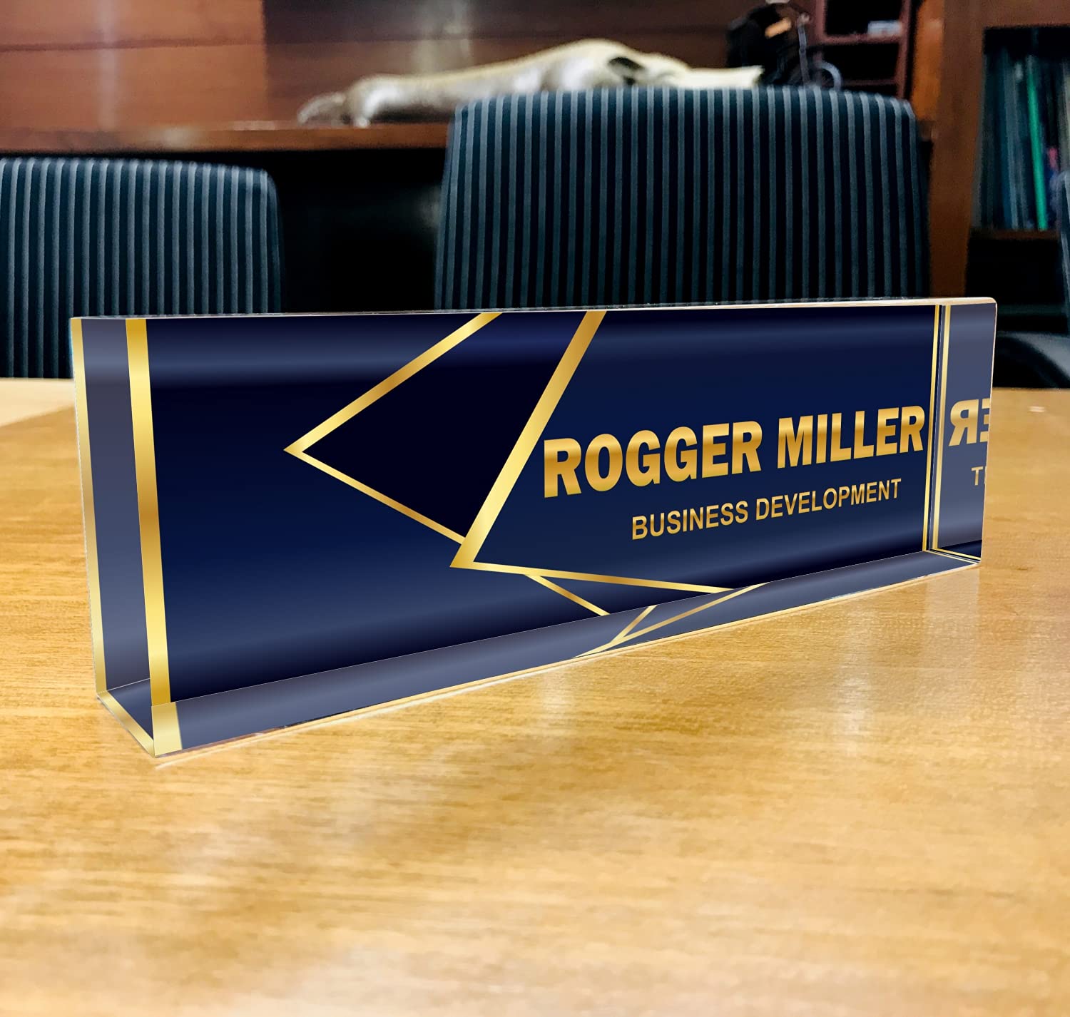Premium Acrylic Desk Name Plate Navy Blue Royal - ooclas
