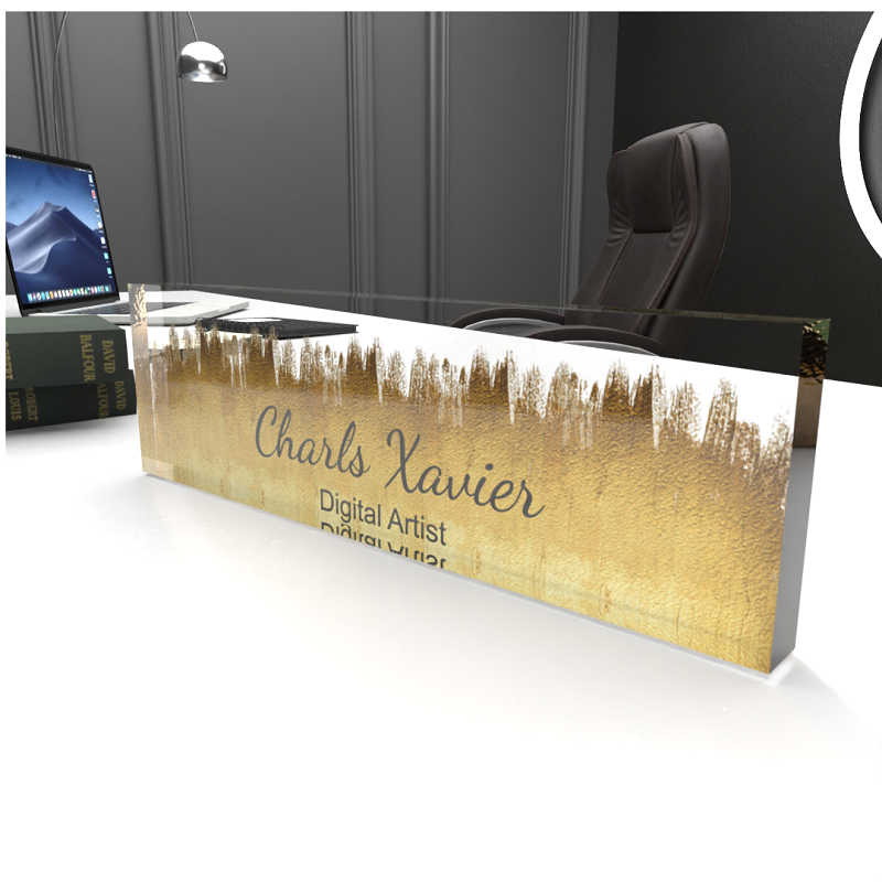 Customize Desk Name Plate Brown Pattern - ooclas