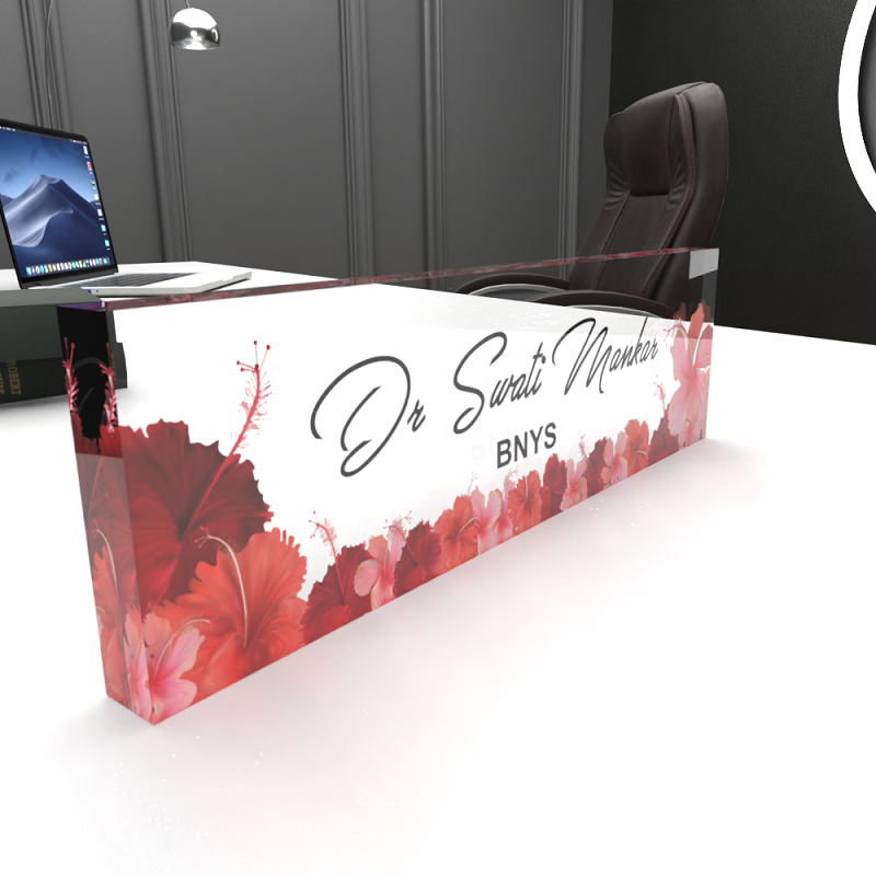 Customize Desk Name Plate Pink Flowers - ooclas