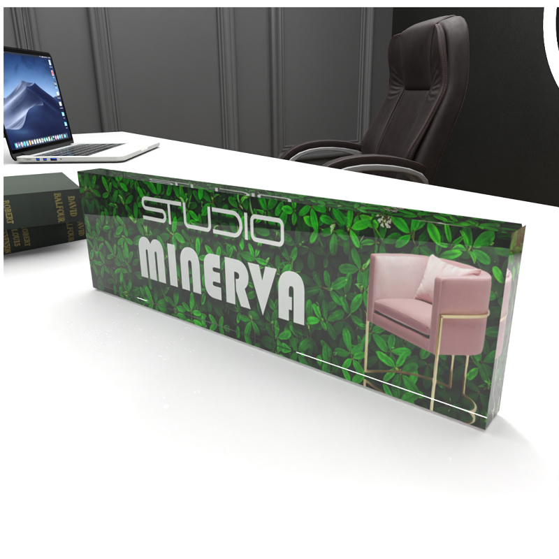 Customize Desk Name Plates Green Leaf Design - ooclas