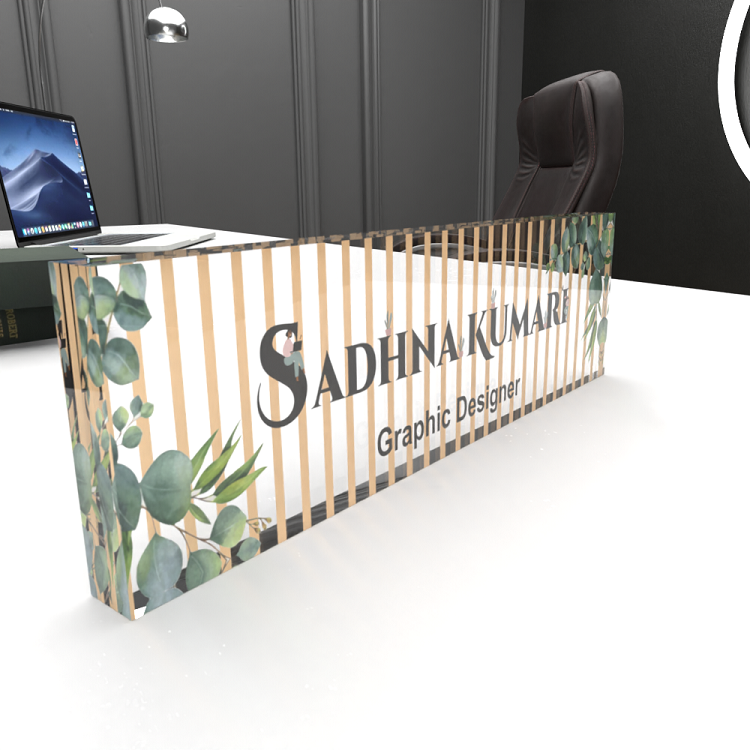 Customize Acrylic Desk Name Plate Orange Stripe - ooclas