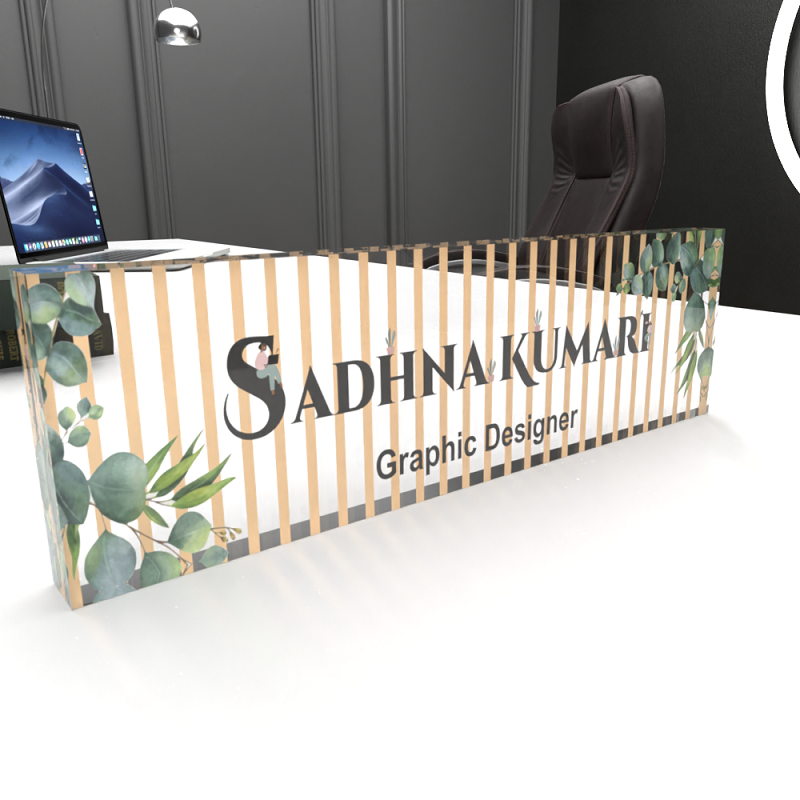 Customize Acrylic Desk Name Plate Orange Stripe - ooclas