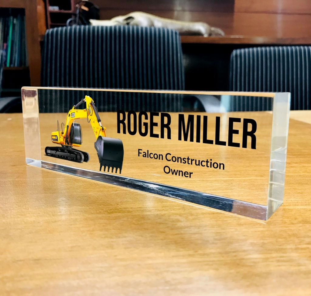 Premium Customize Acrylic Desk Name Plate Construction Design - ooclas