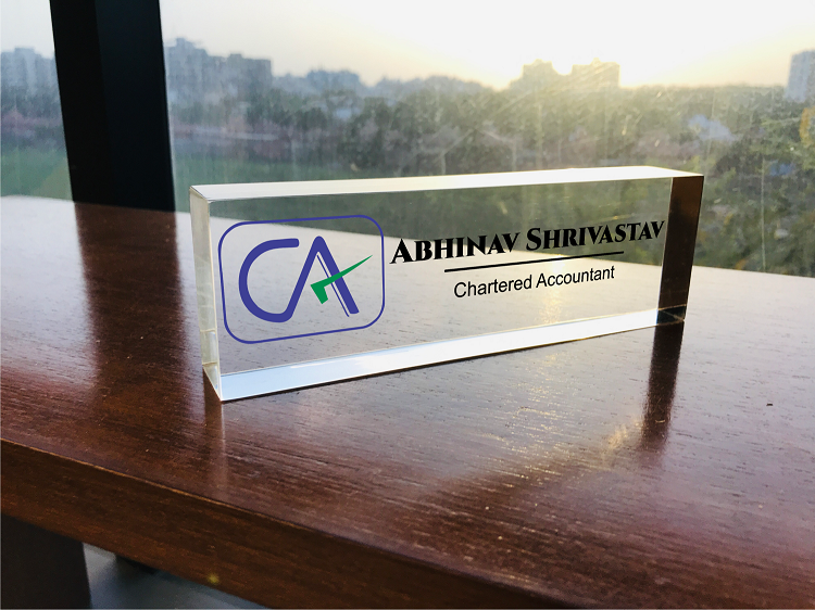 Executive Acrylic Desk Name Plates for Chartered Accountant - ooclas