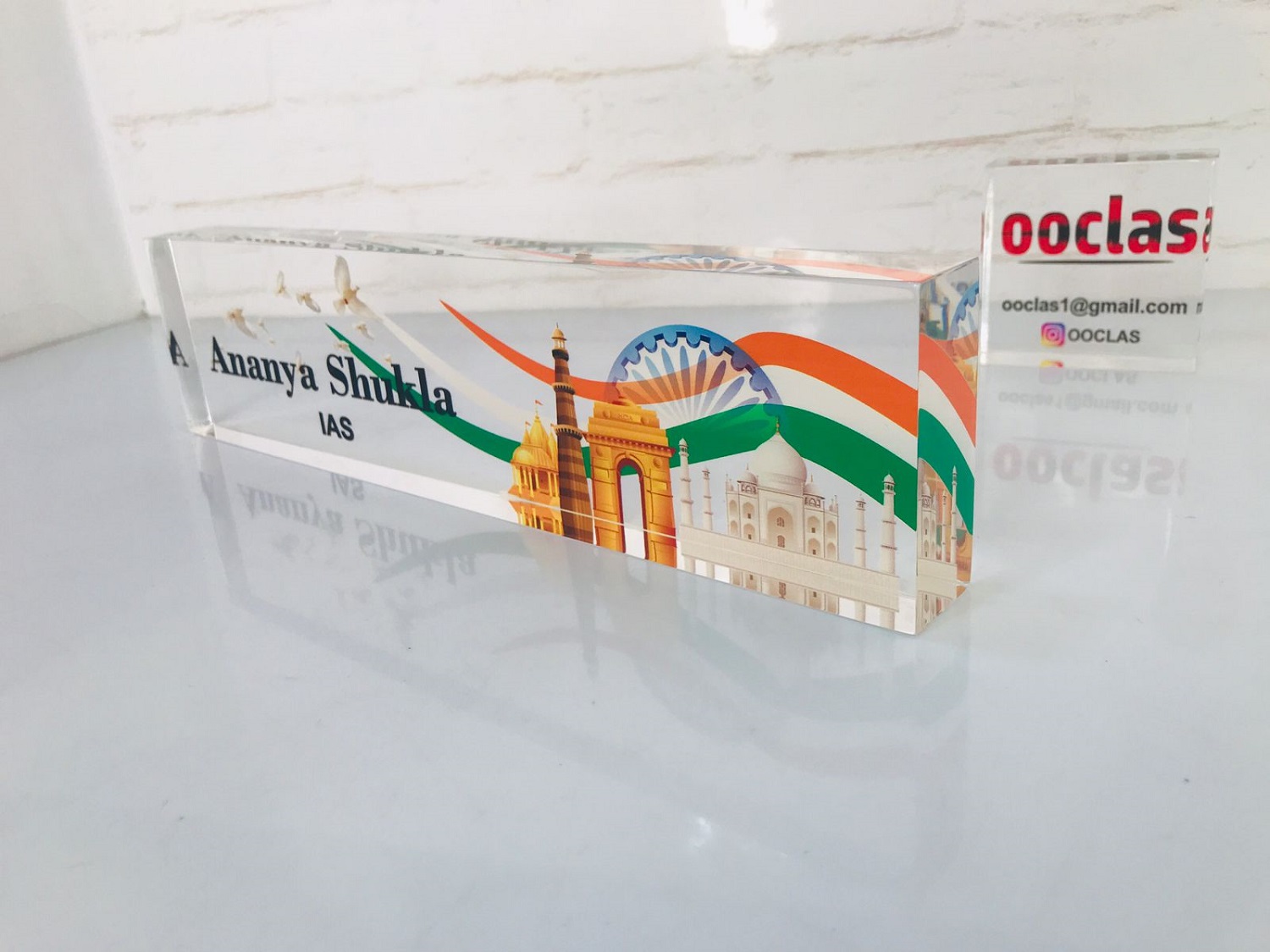 Acrylic Desk Name Plate for IAS Officer - ooclas