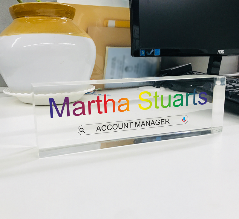 Acrylic Desk Name Plate with Colorful Font - ooclas