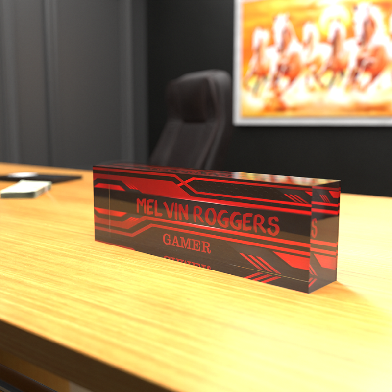Premium Acrylic Desk Name Plate for Gamer - ooclas