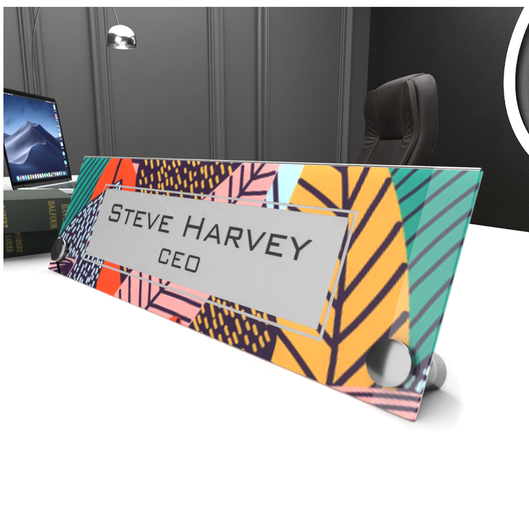 Customize Acrylic Desk Name Plate with Stud Multi Color - ooclas